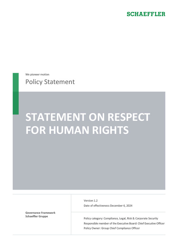 Statement on respect for human rights | Schaeffler Group